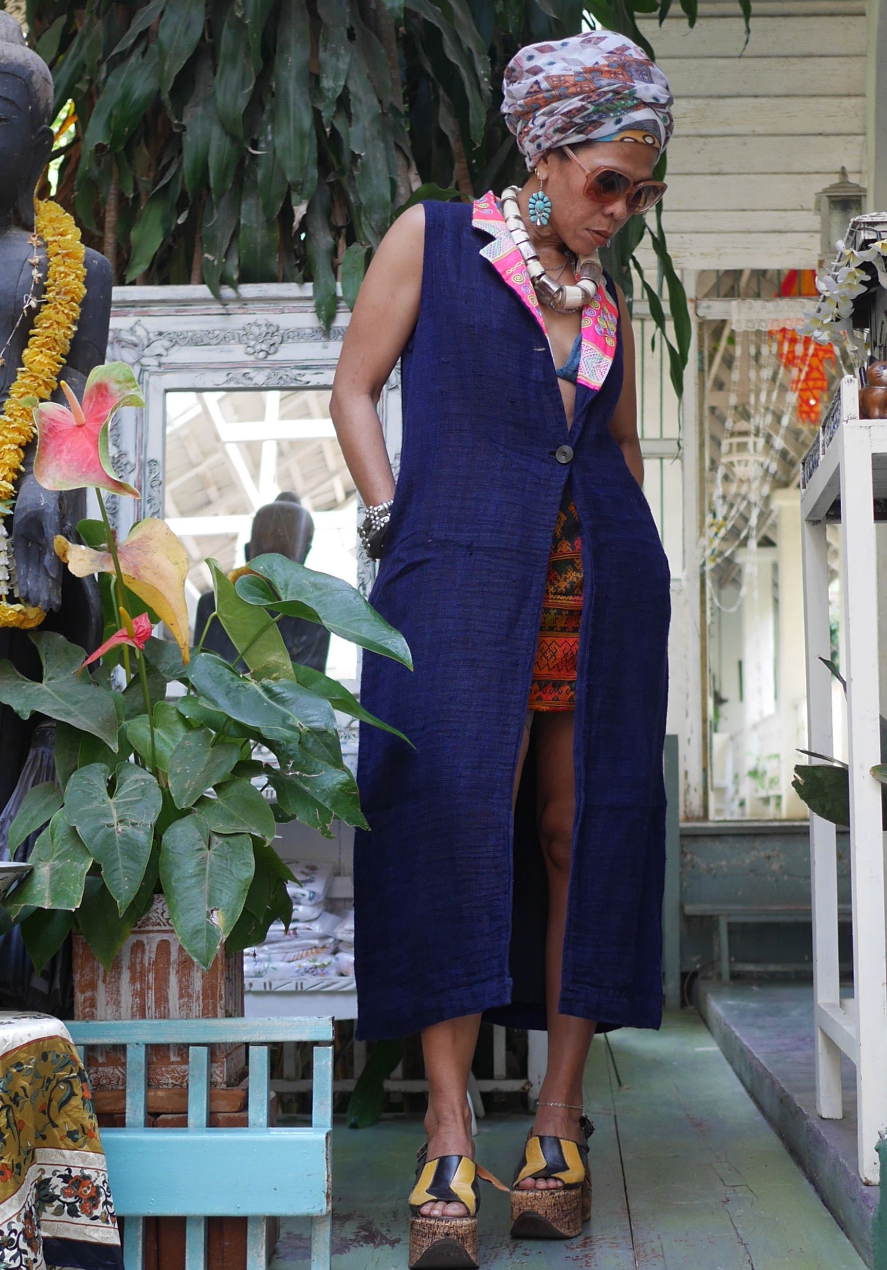 ETHNIC Vintage Deep Dark Blue Tribal Hemp/silk Classic - Etsy