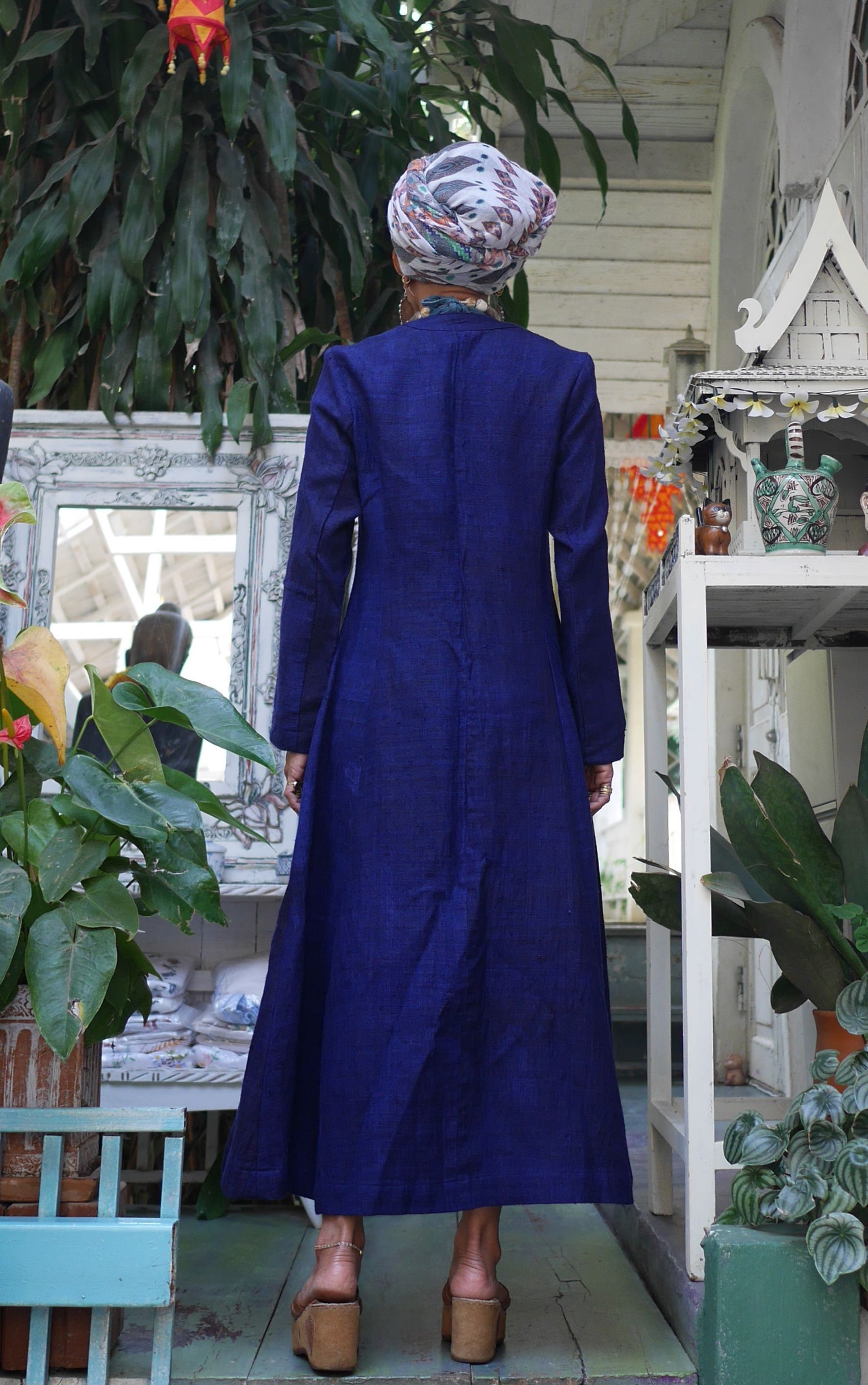 ETHNIC Vintage Indigo Tribal Hemp Classic Bohemain Gypsy Festival Coat ...