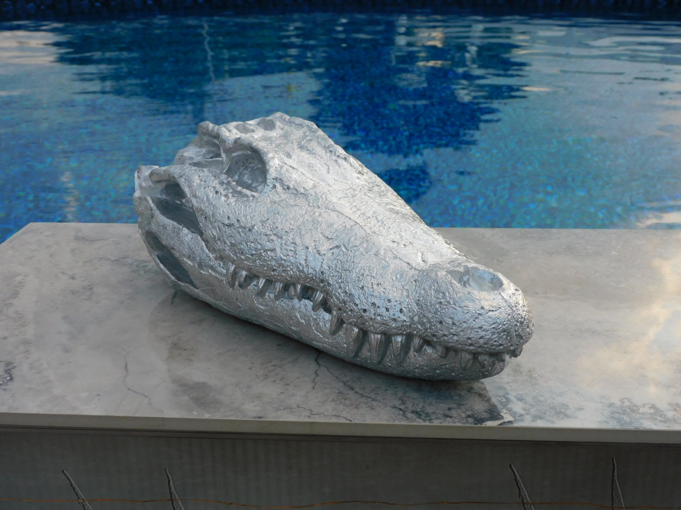 Alligator Crocodile Figure Cement Home Garden Decor Very Cute Swimming ...
