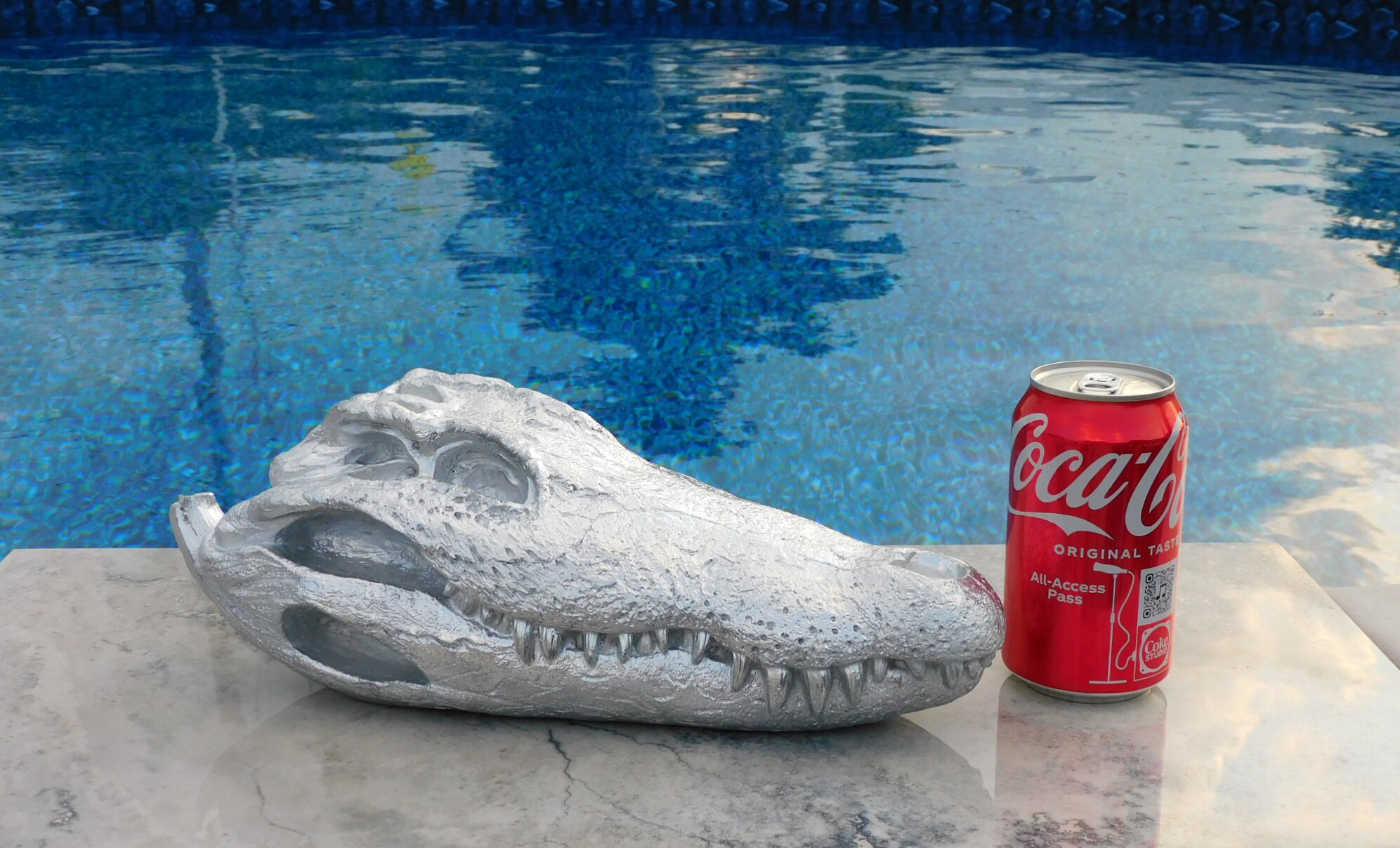 Alligator Crocodile Figure Cement Home Garden Decor Very Cute Swimming ...
