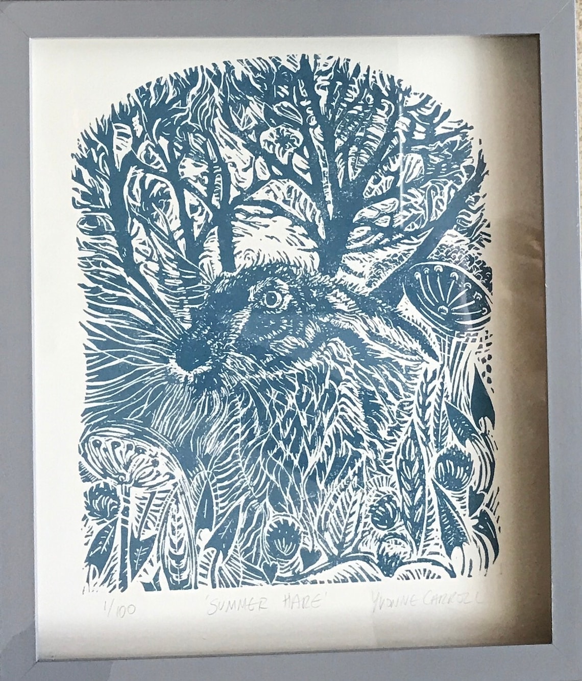 SUMMER HARE Original Linocut Print | Etsy