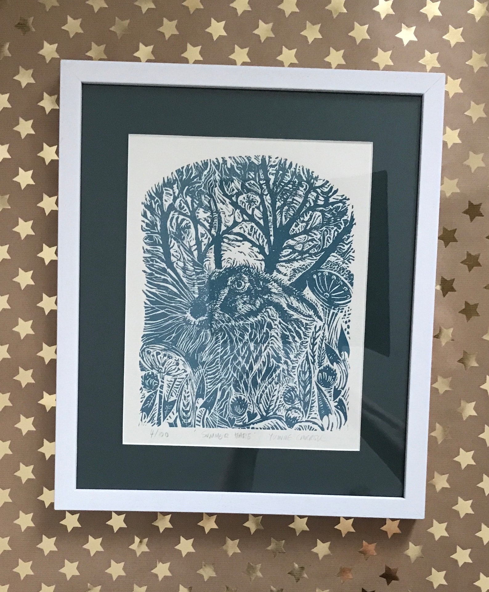 SUMMER HARE Original Linocut Print - Etsy