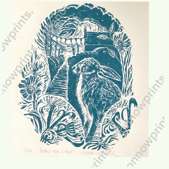 Along the Lane an Original Linocut Print | Etsy UK