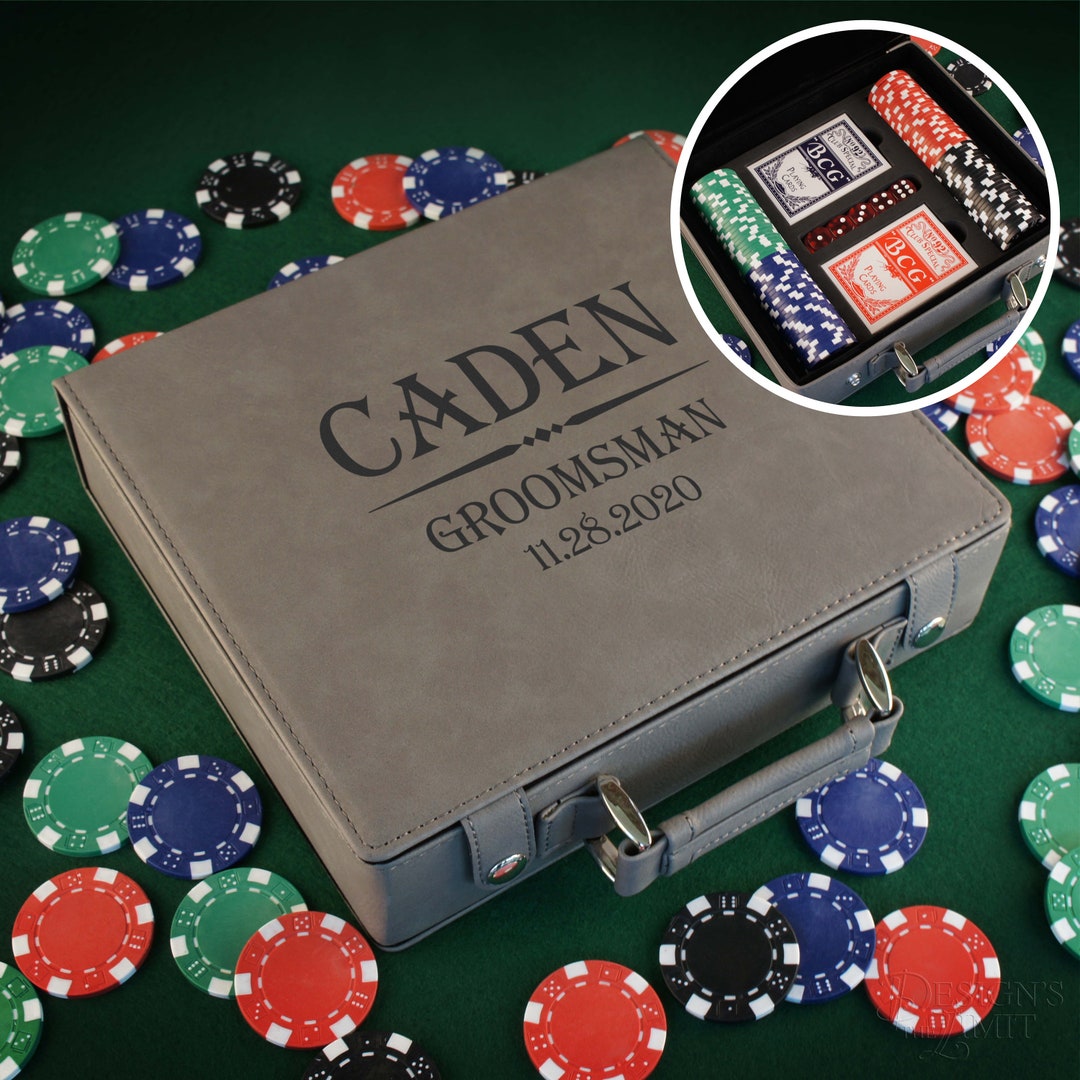Personalized Poker Set Including 100 Poker Chips, Dice, & Cards With ...
