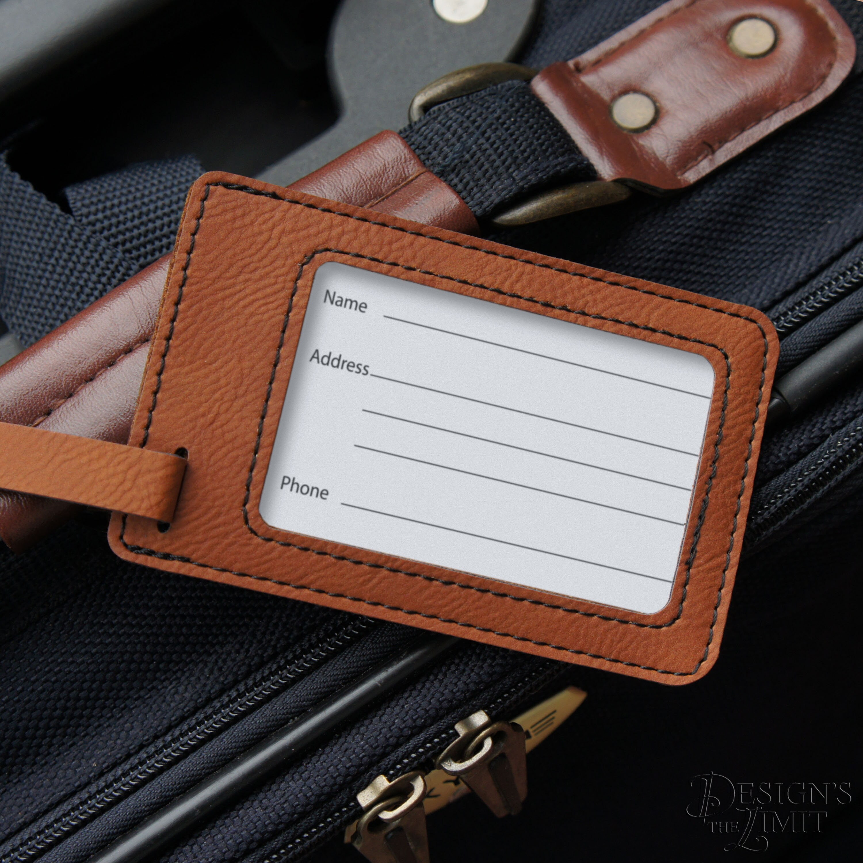 Personalized Luggage Tags Engraved Set of Two Leatherette | Etsy