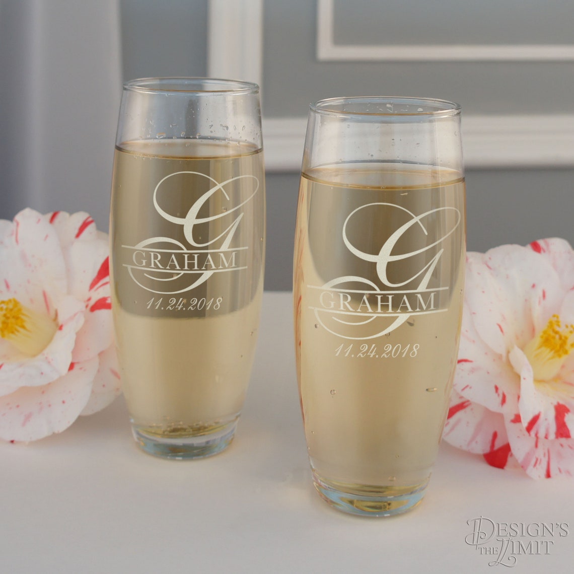 Personalized Stemless Flute Set Engraved With Overlapping - Etsy