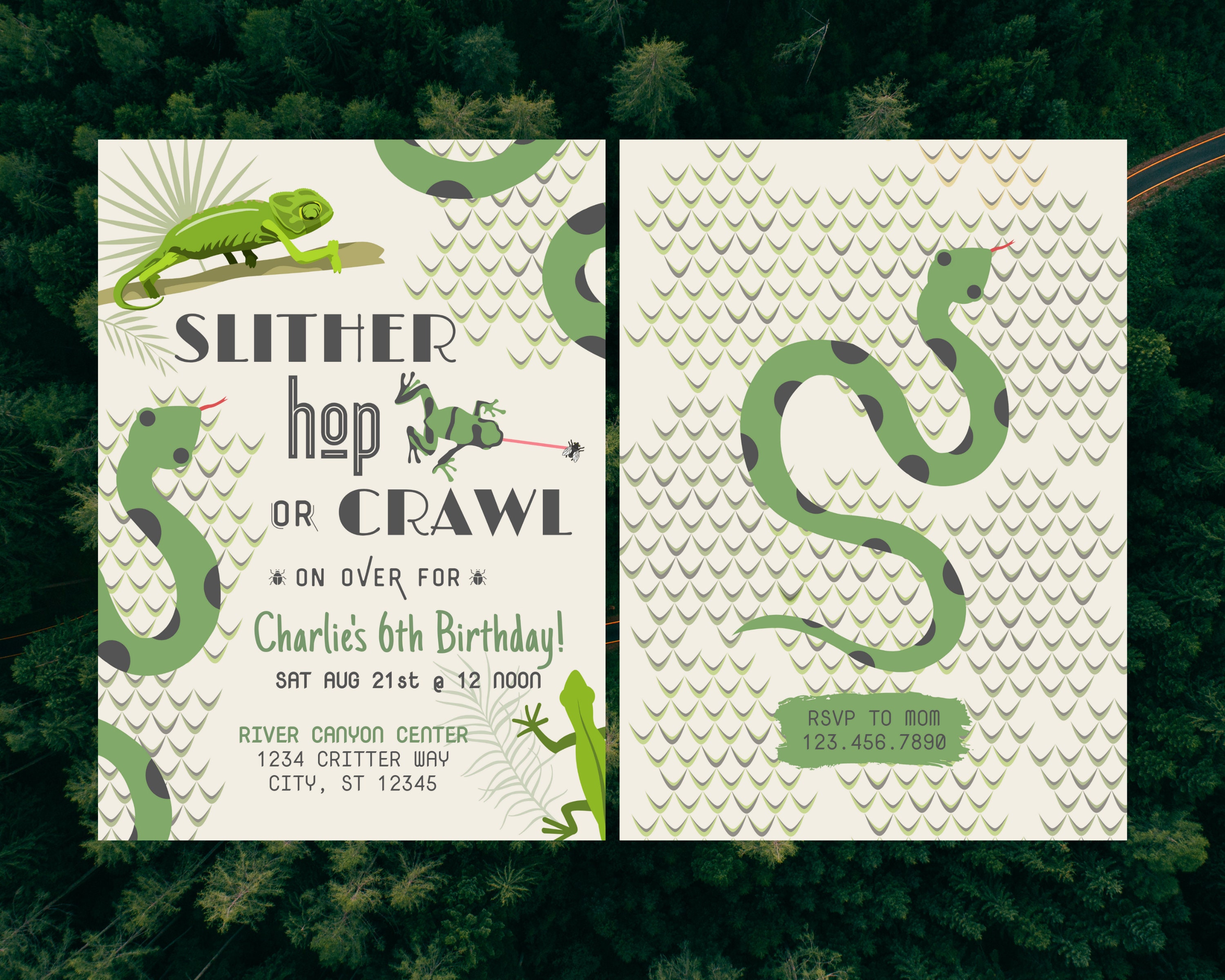 Slither Hop or Crawl Invitation | Snake Birthday Party Invitation ...