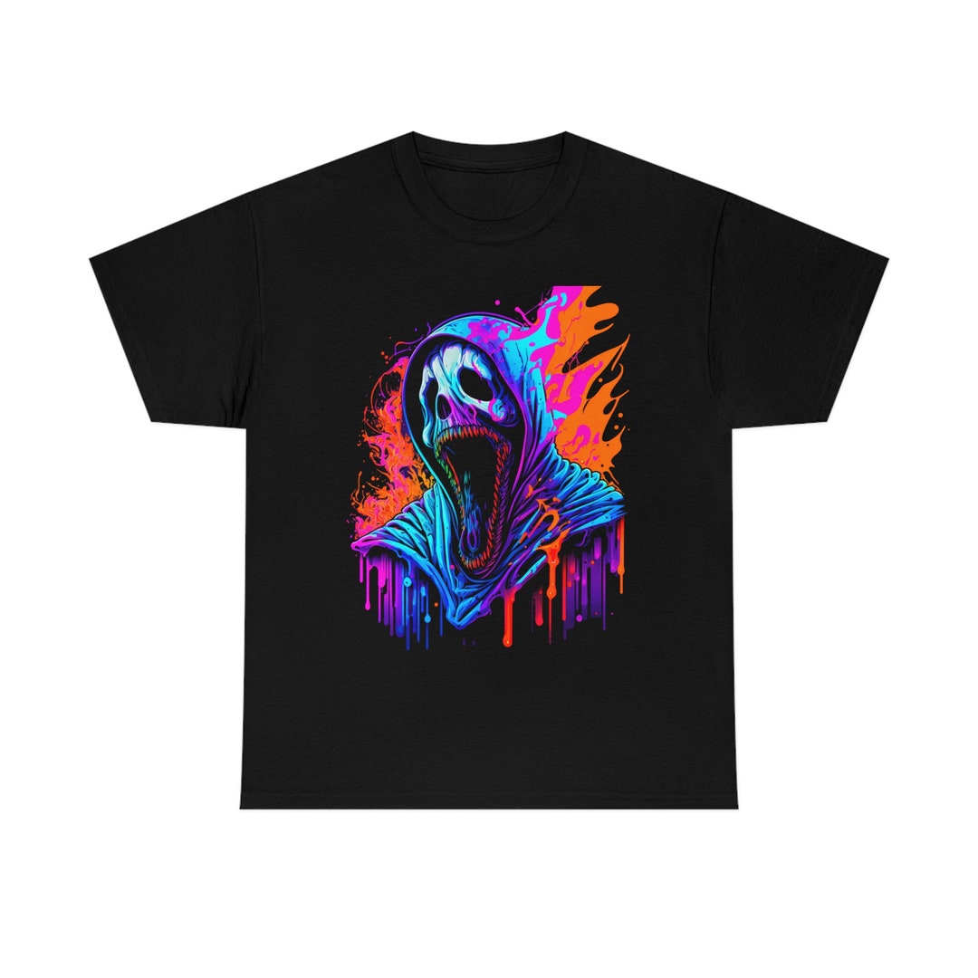 Creepy Scream Ghostface Mask Psychedelic Neon Shirt - Etsy
