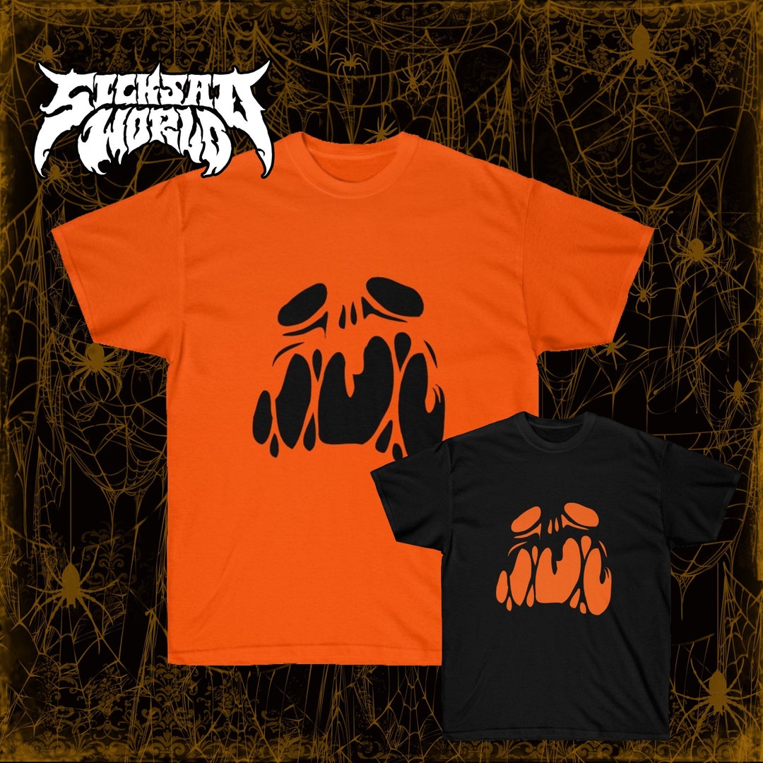 Scary Jack-o'lantern Halloween Creepy Pumpkin Face Shirt Orange and ...