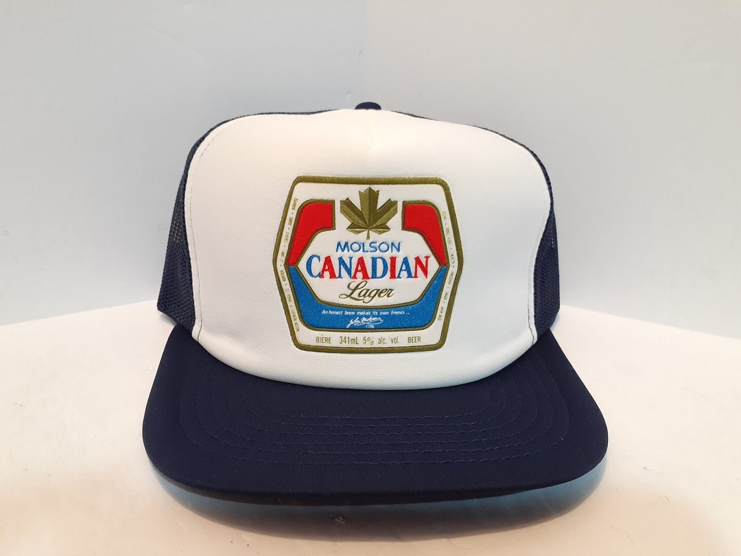 NEW! Molson Canadian Beer Retro Hat Red White Blue Snapback Trucker Cap ...