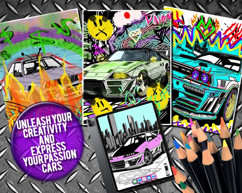 25 Stunningly Detailed Import Tuner Car Coloring Page Book Tune N Color ...