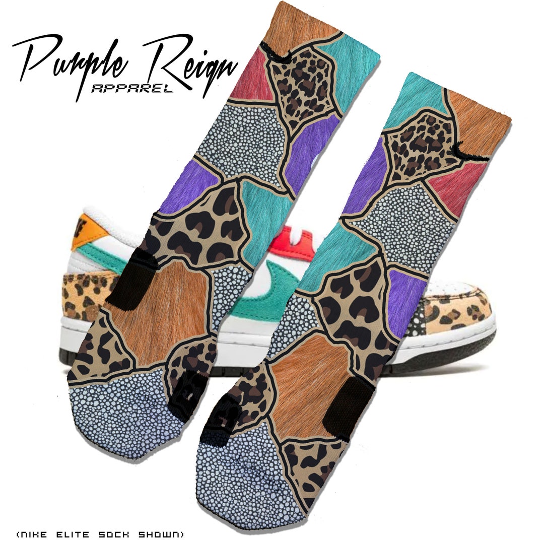 NIKE Dunk Low "safari Mix"matching Custom Nike Elite Socks Sneaker ...