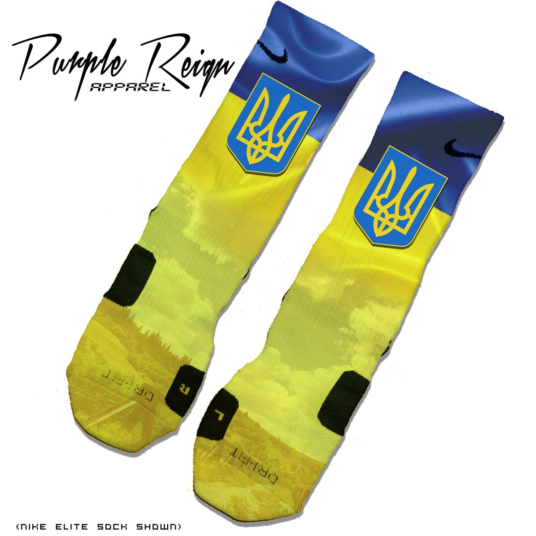 Custom Nike Elite Ukraine Ukrainian NATION NATIONAL Flag With Trident ...
