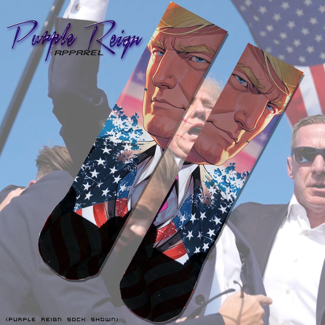 Custom Purple Reign Socks "donald Trump" Gold 45 Maga 2024 Never ...
