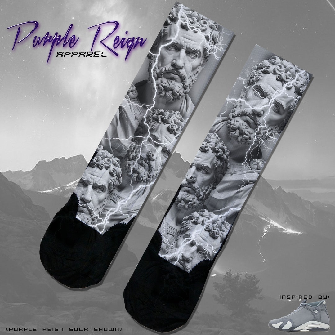 Purple Reign Jordan XIV 14 "flint Grey" Custom Premium Socks Matching ...