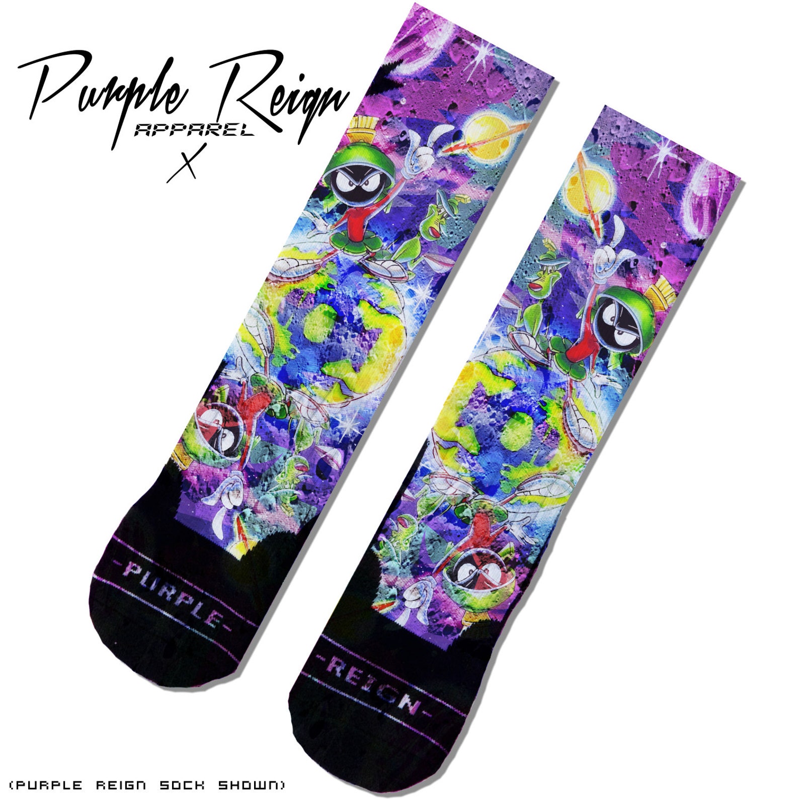 Purple Reign "marvin the Martian" Custom Premium Socks - Etsy