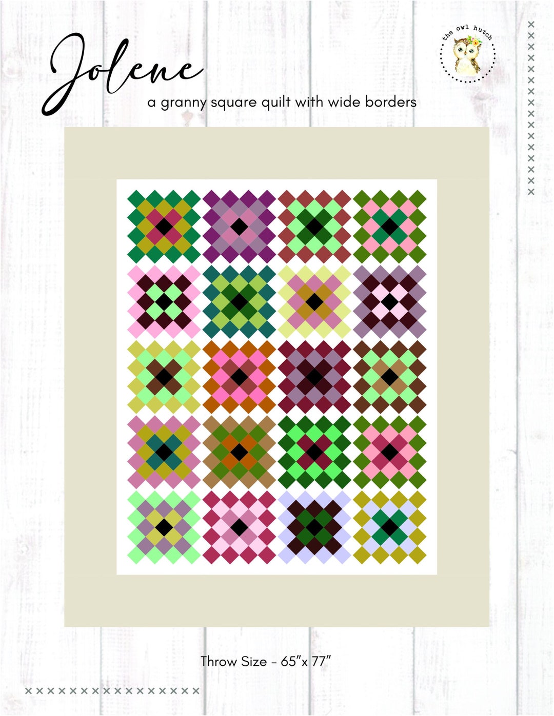 Jolene PDF Quilt Pattern by Theowlhutch A Granny Square Quilt With Wide ...