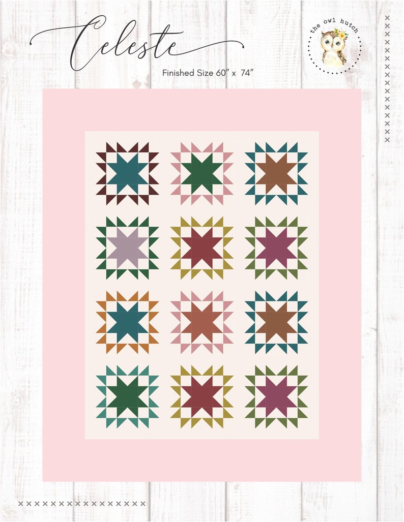 Celeste PDF Quilt Pattern by Theowlhutch | A Throw Size Quilt - Etsy