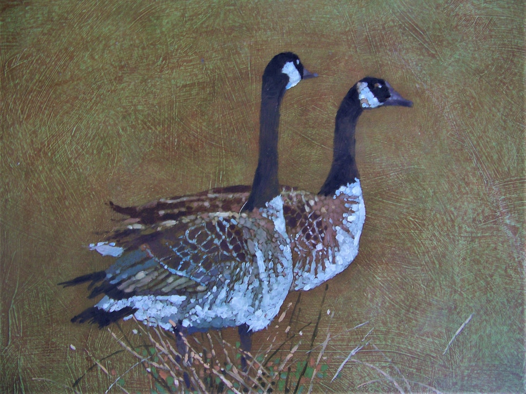 Canadian Geese Painting, Two Geese Art - Etsy