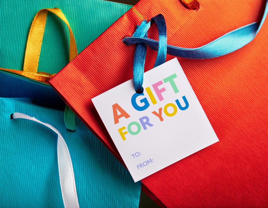 Printable Colorful Gift Tag Template - "a Gift for You" Digital ...