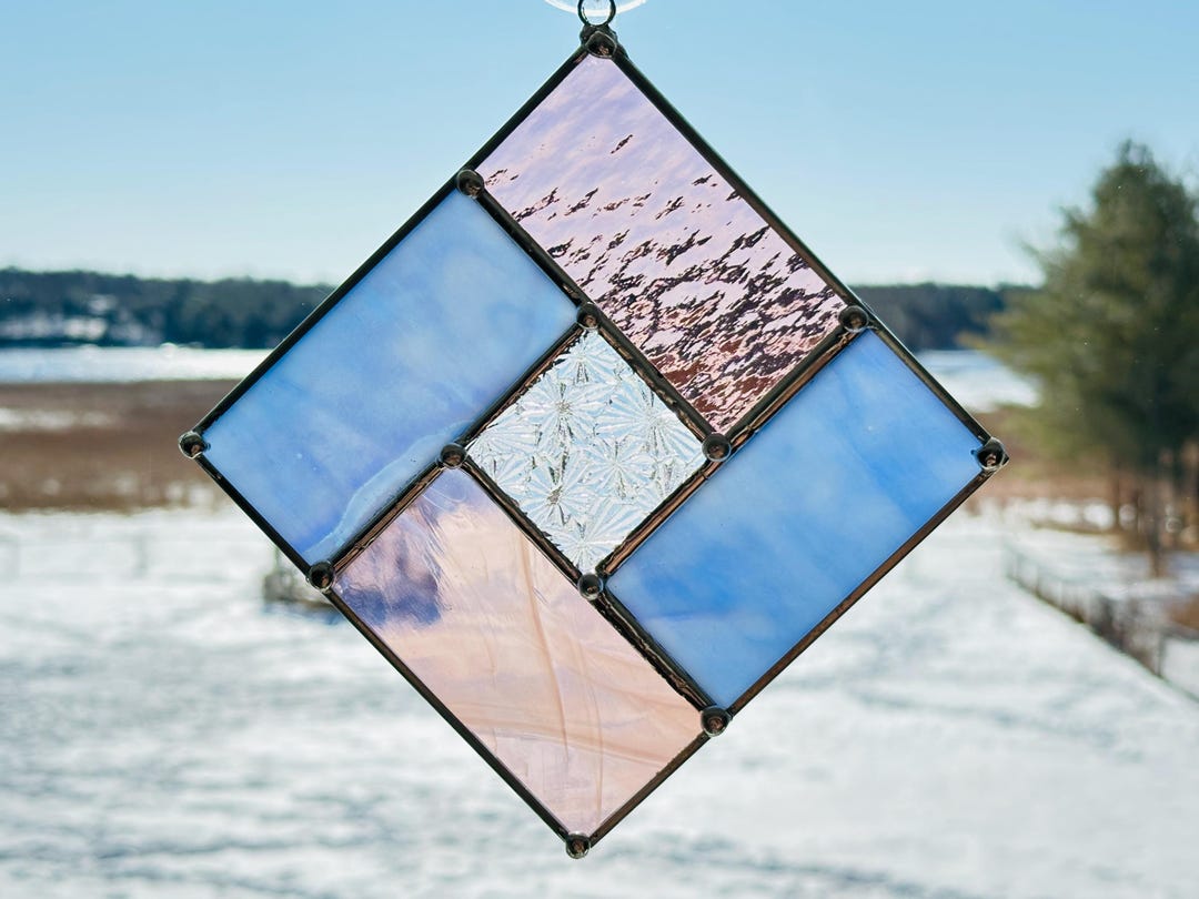 Textured Stained Glass Suncatcher: Periwinkle Blue Window Hanging - Etsy