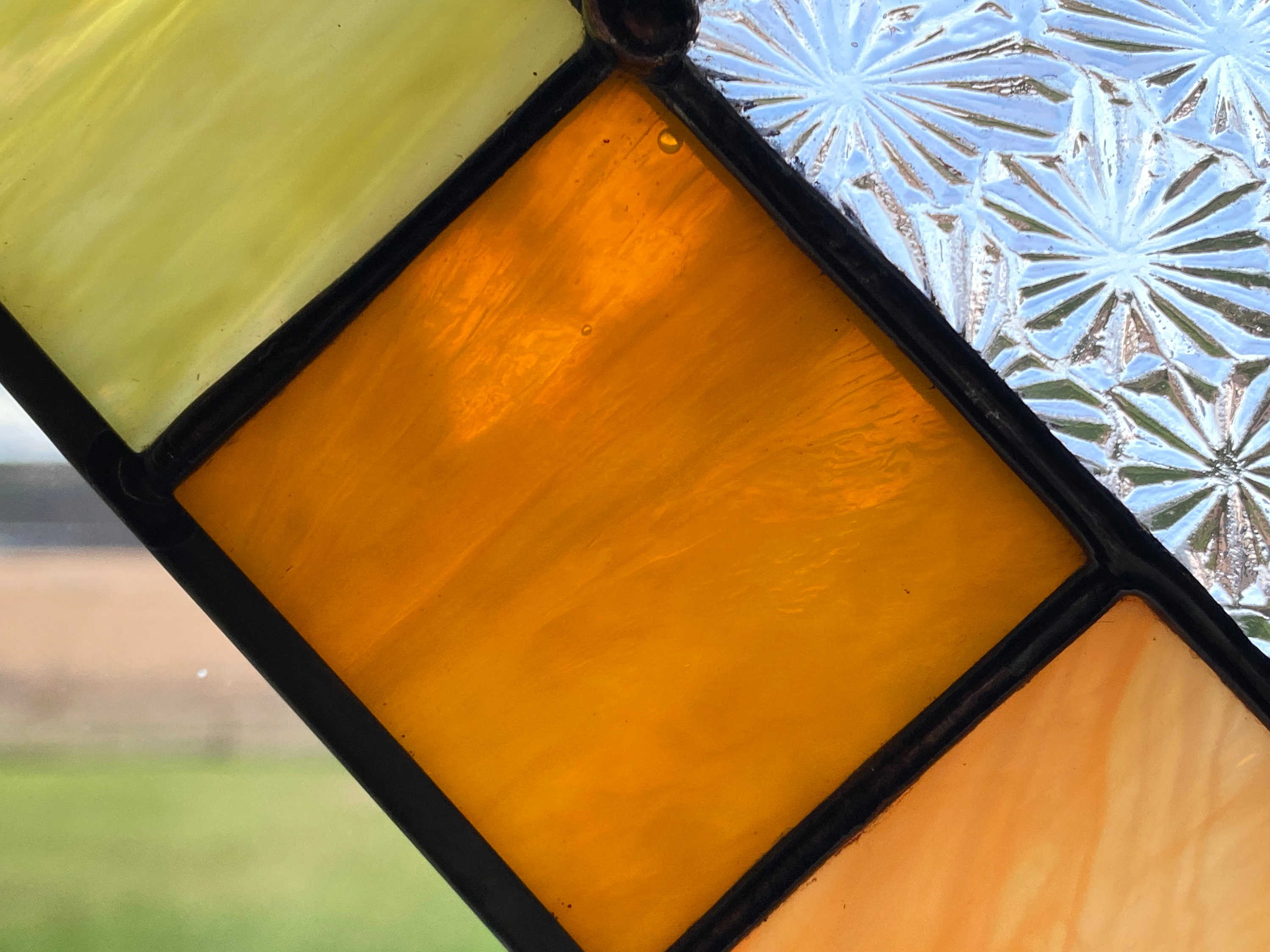 Stained Glass Suncatcher Linear Geometric Rainbow Glass Art. | Etsy UK