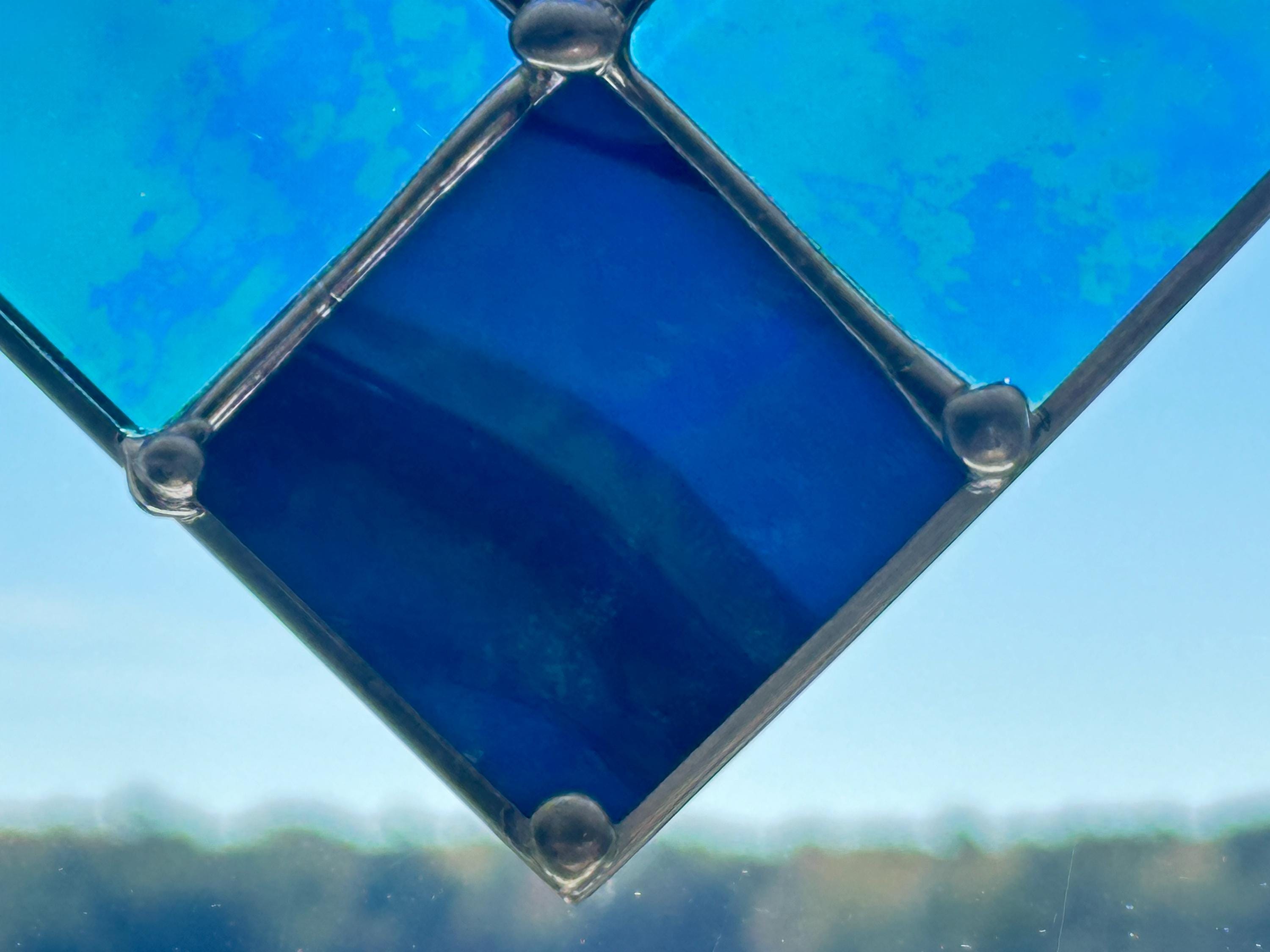 Deep Water Prism – Blue, Aqua, and Iridescent 5 X 5 Stained Glass ...