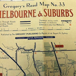 1950s Gregory's Road Map of Melbourne & Suburbs Map No. 33 - Etsy Australia