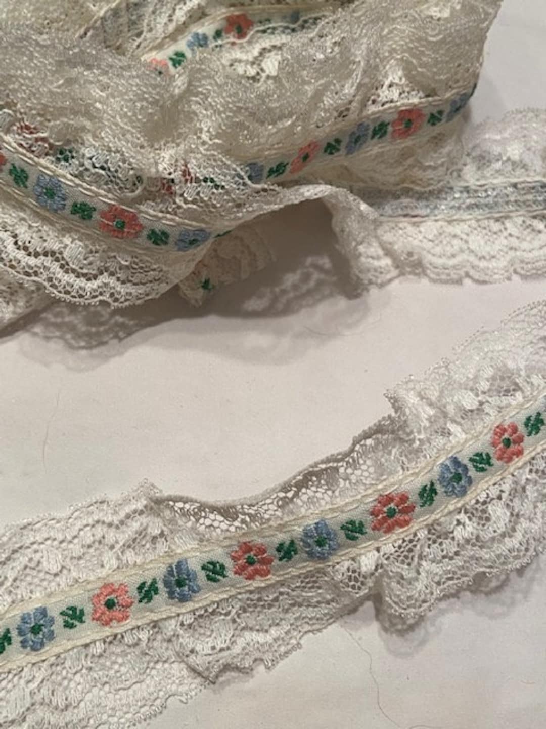 Double Lace Pastel Floral Trim - Etsy