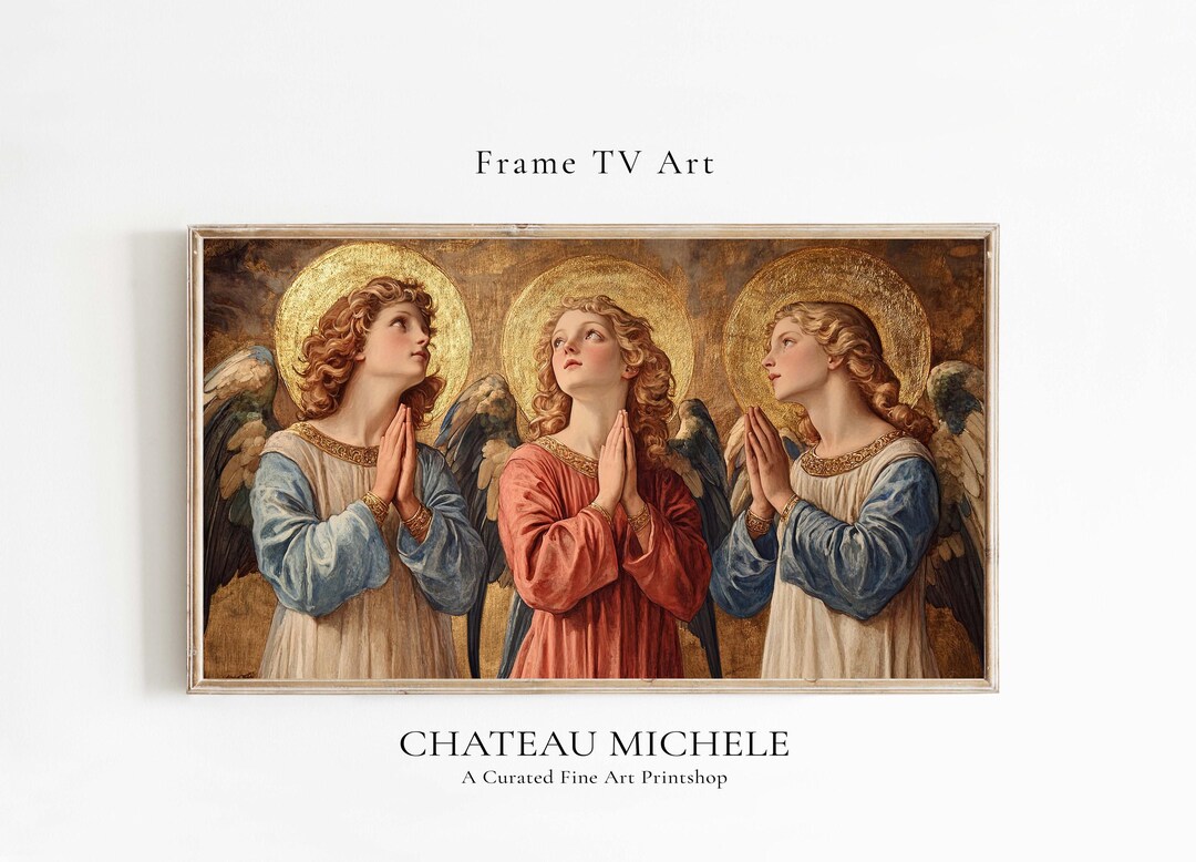 Vintage Angels Frame TV Art, Catholic Christian Christmas Art, Angel ...