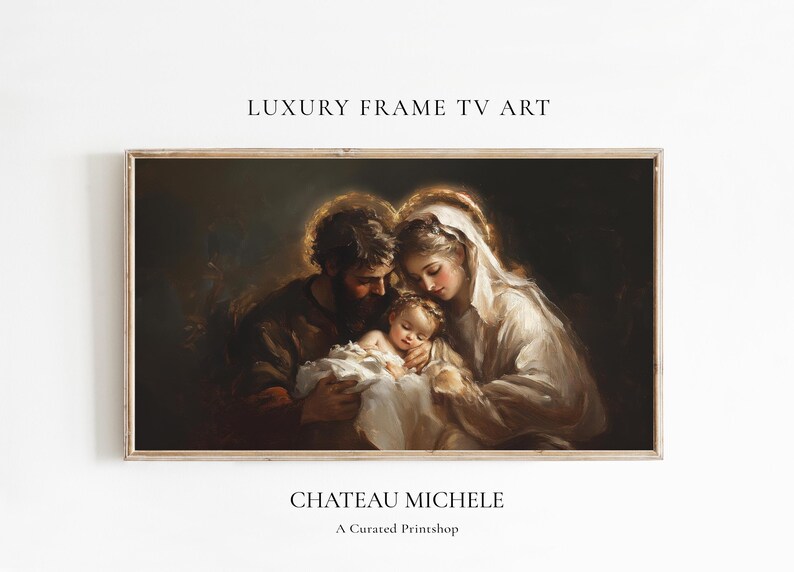 Christmas Nativity Frame TV Art, Christian Christmas Art, Neutral Frame ...