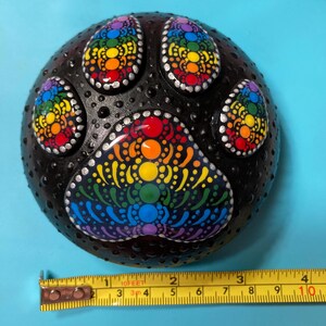 Rainbow Dog Paw Print Stone: Dot Art Deco Paperweight - Etsy