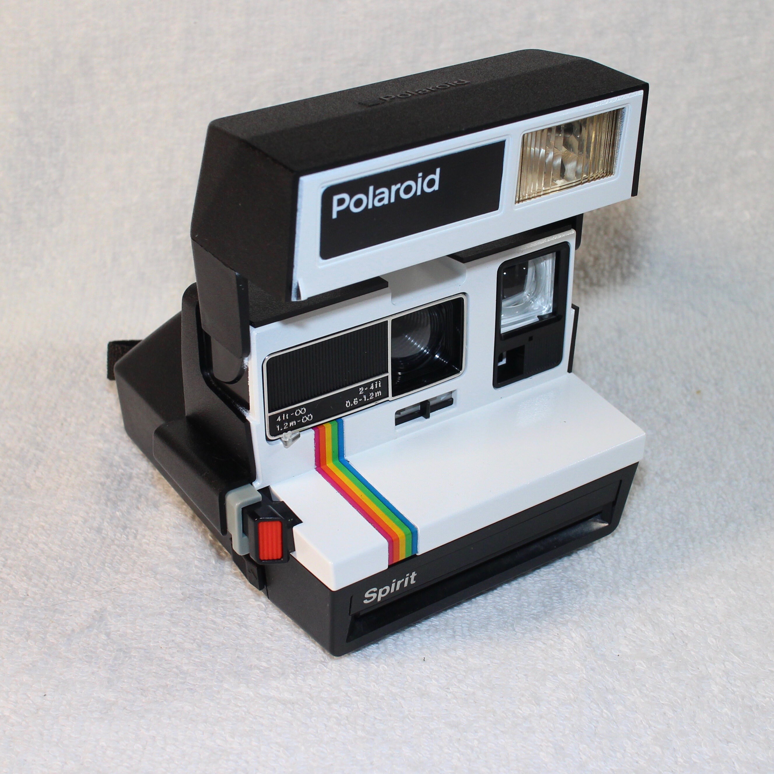 Upcycled White Rainbow Polaroid Spirit 600 With CloseUp Lens