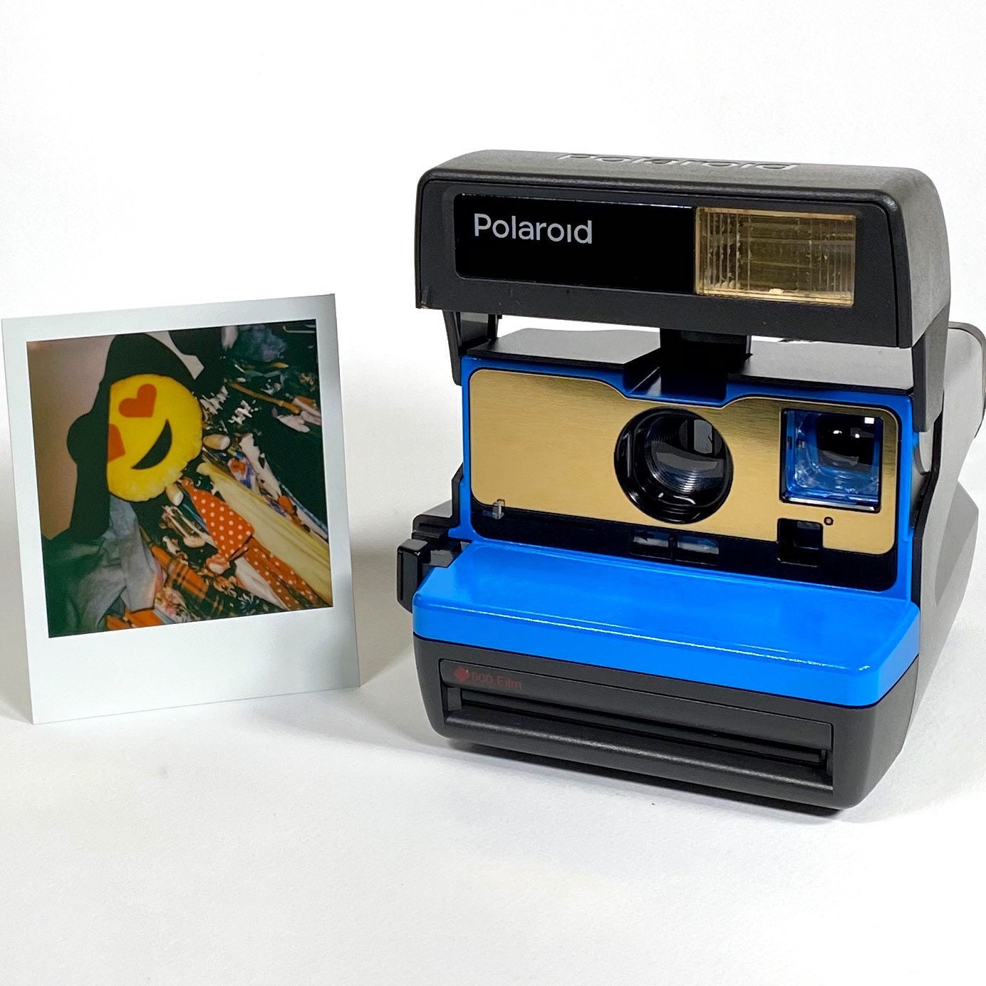 Blue with Brushed Gold Front Polaroid 600 OneStep With Close Up And ...