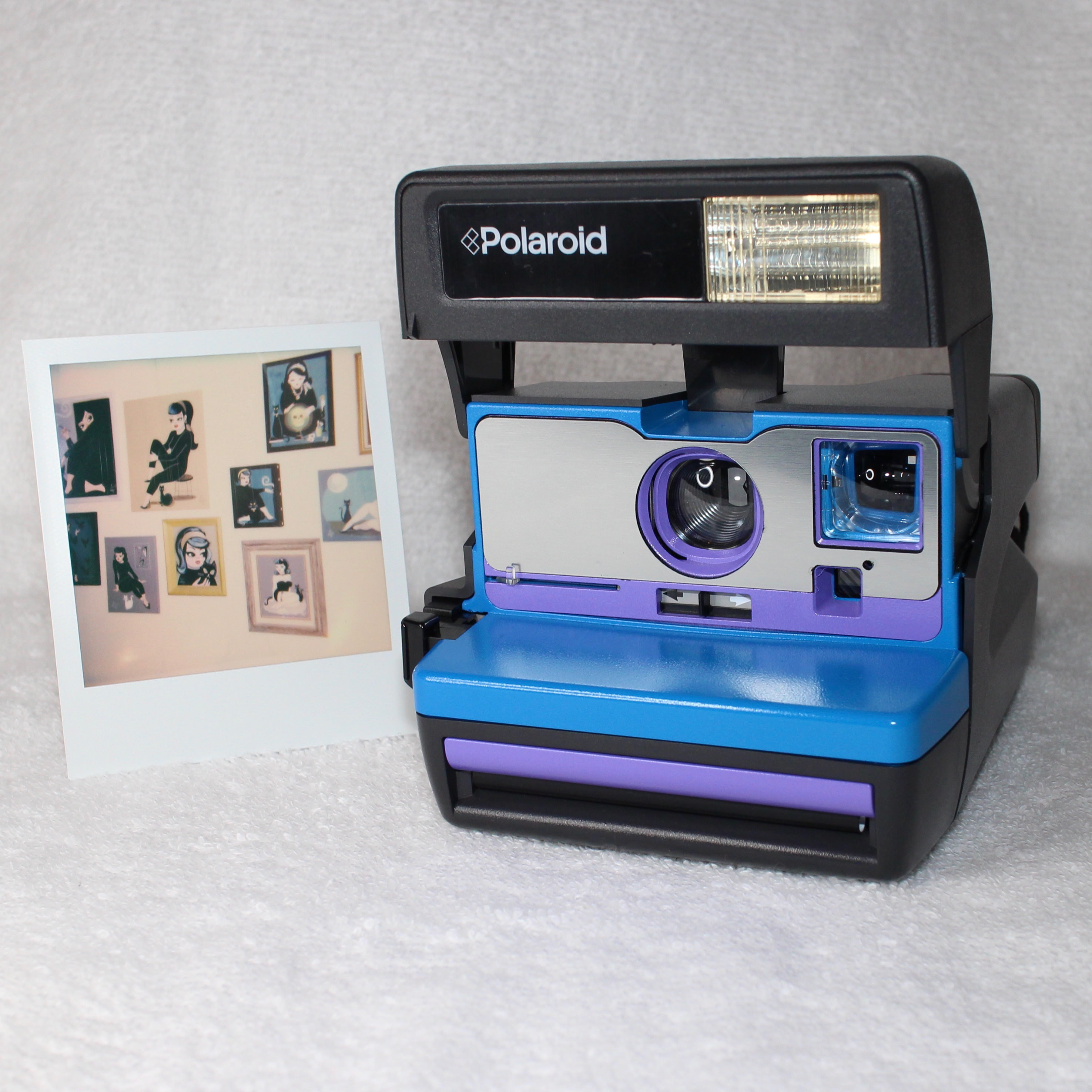 Upcycled Blue and Purple Polaroid 600 OneStep With Close Up And Flash ...