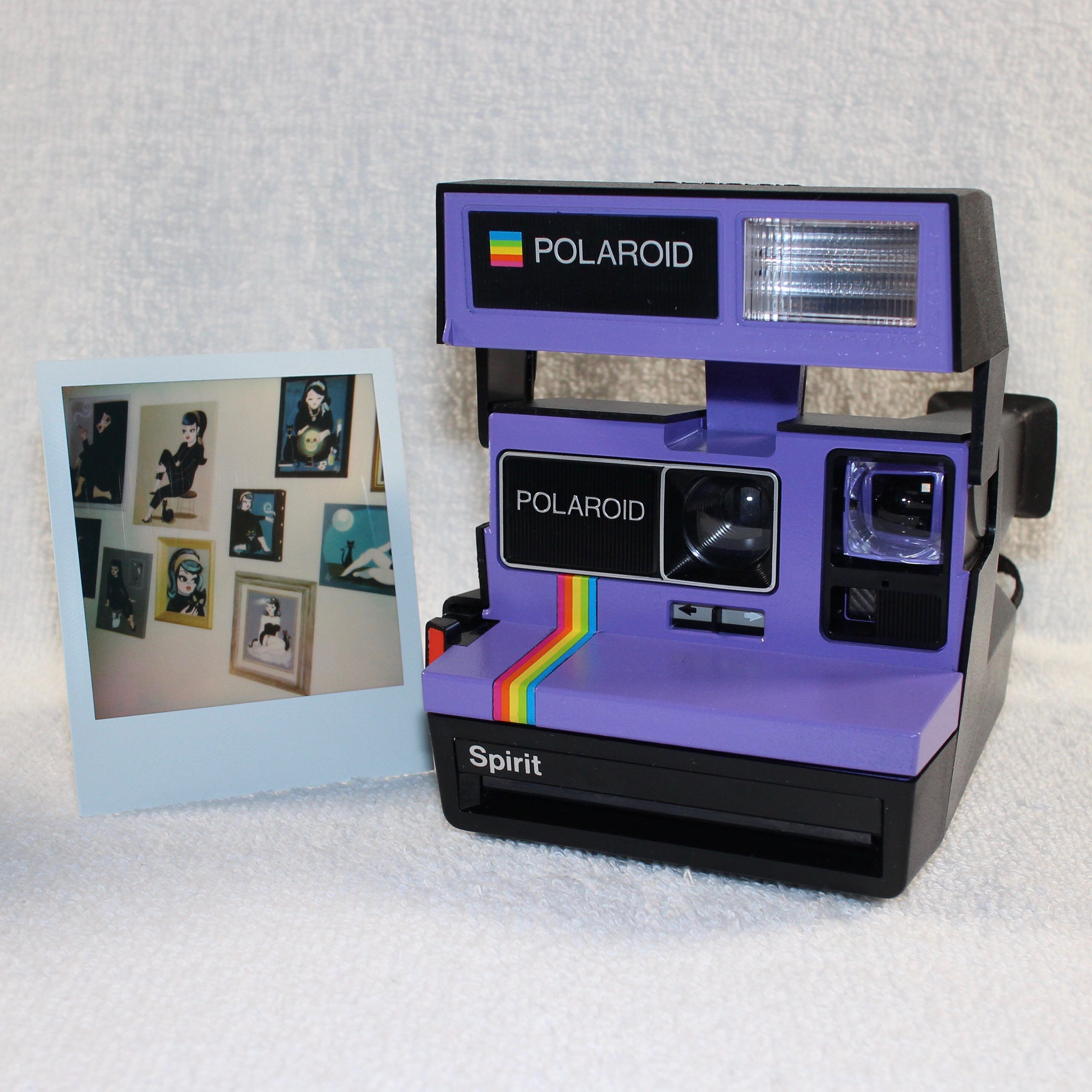 Fun Rainbow Polaroid Spirit 600 - Upcycled Purple