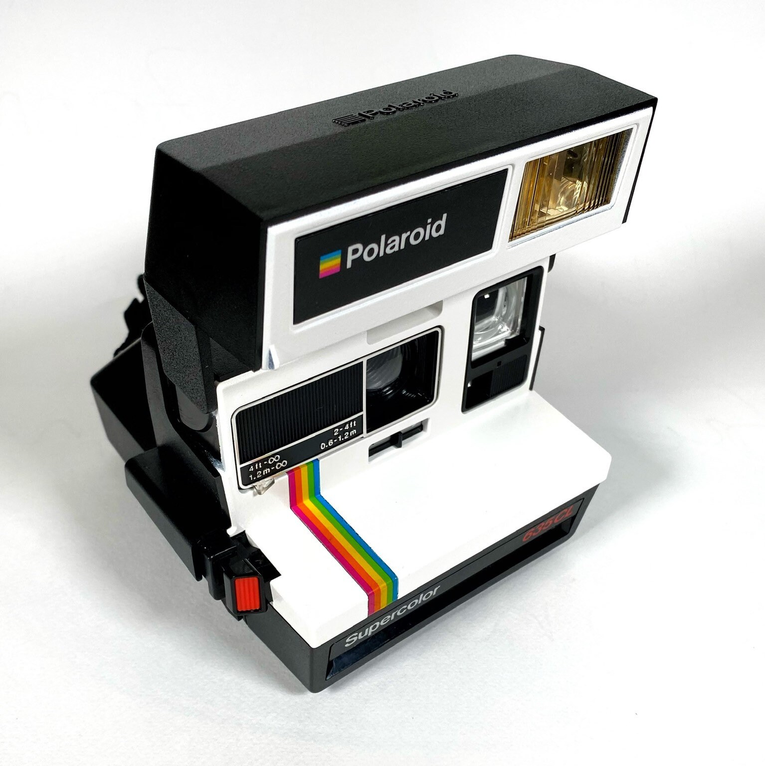 Upcycled White Rainbow Polaroid Supercolor 635CL With CloseUp Lens