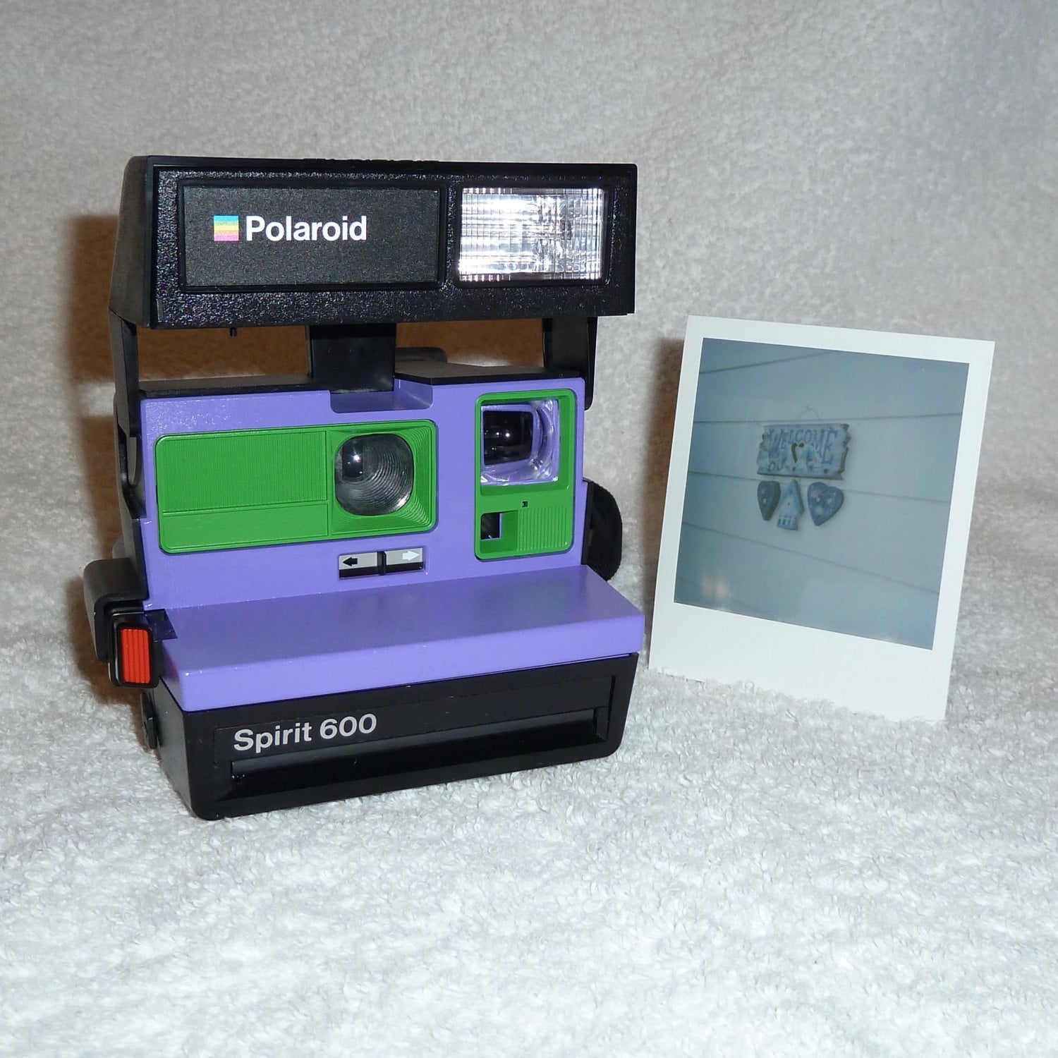 Upcycled Purple and Green Polaroid Spirit 600 - Cleaned and Tested