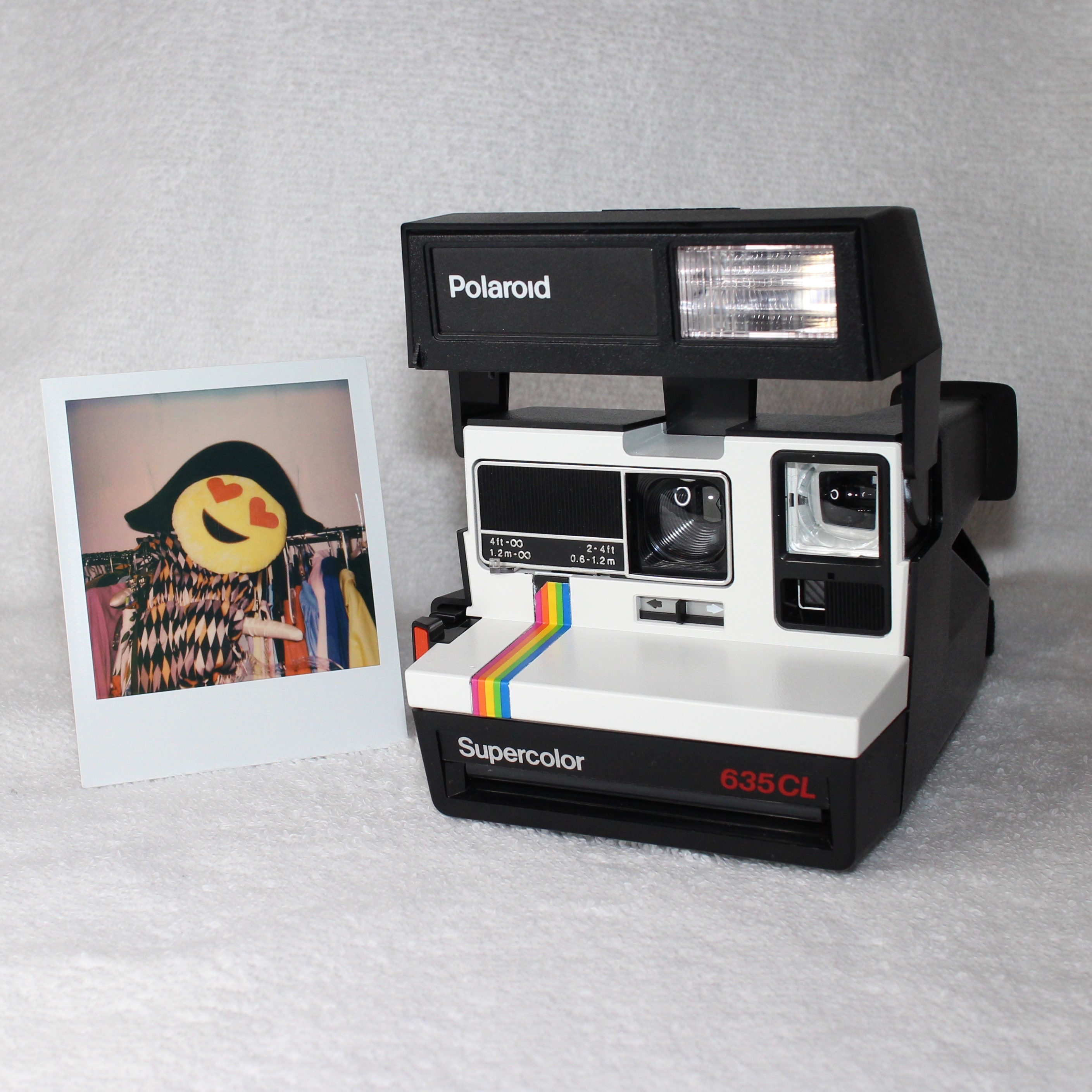Fun Rainbow Polaroid Supercolor 635CL With CloseUp Lens - Upcycled White
