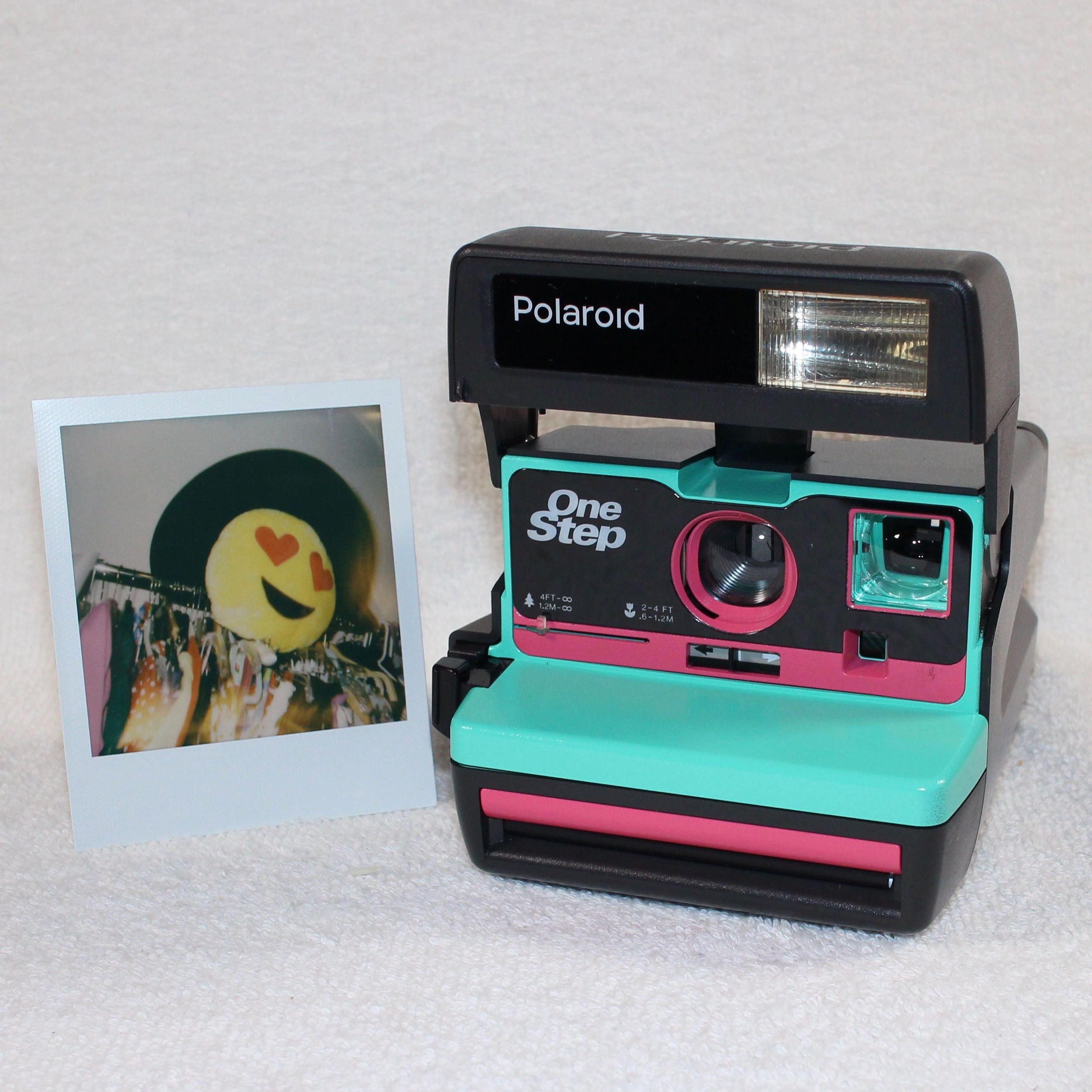 Upcycled Pink and Retro Green Polaroid 600 OneStep With Close Up And ...