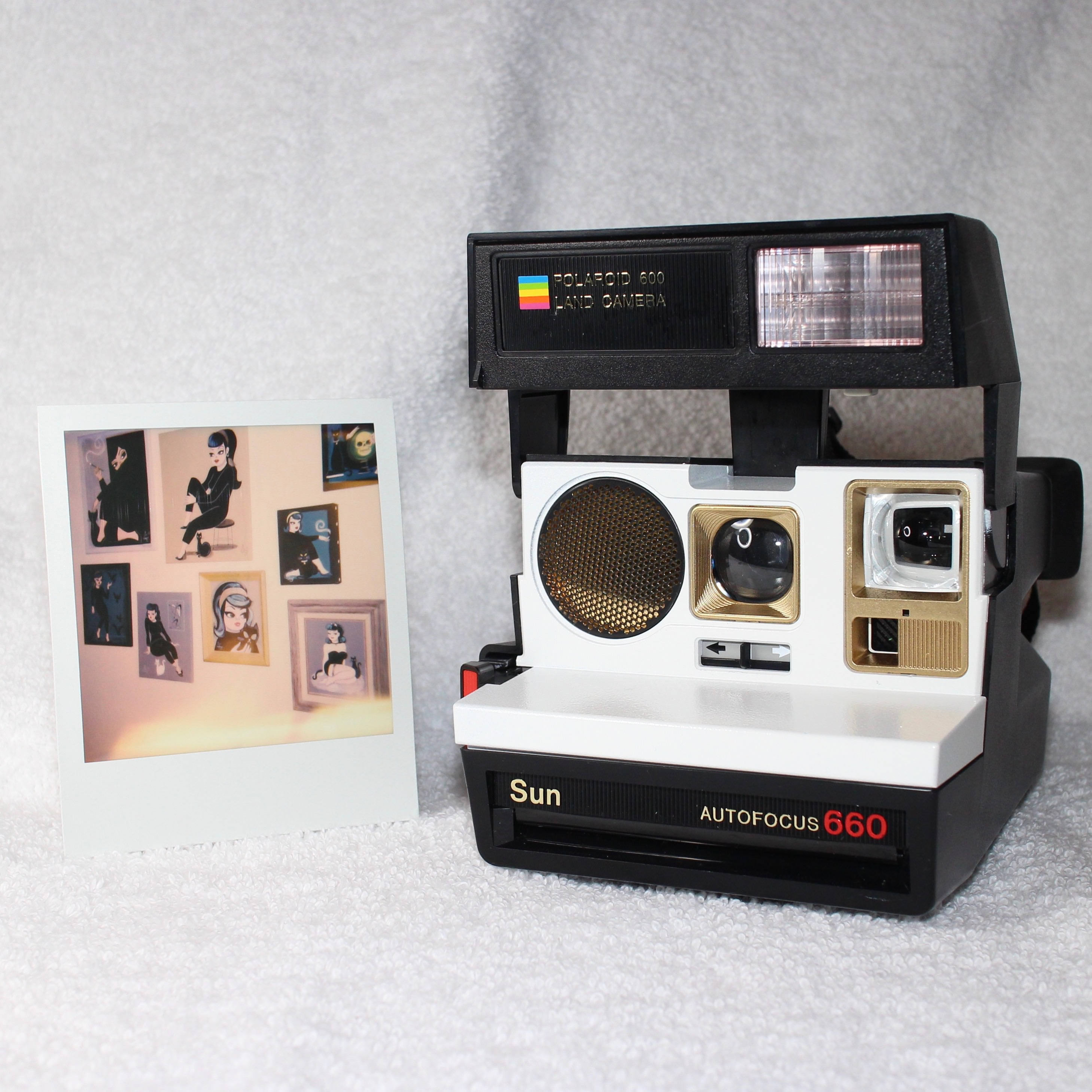 Polaroid 660 Sonar AutoFucus Upcycled White and Gold - Cleaned, Tested ...