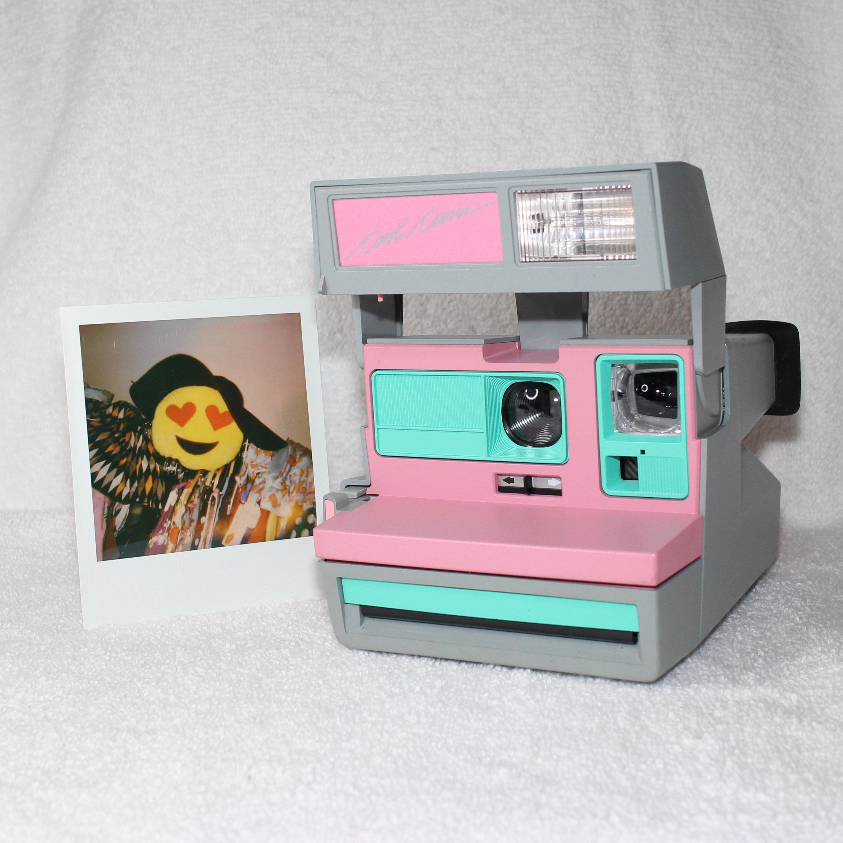 Pink CoolCam 600 Polaroid Camera Upcycled with Retro Green - Cleaned ...