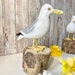 Seagull Figurine Statue / Wooden Seagull / Seagull Ornament / Coastal ...