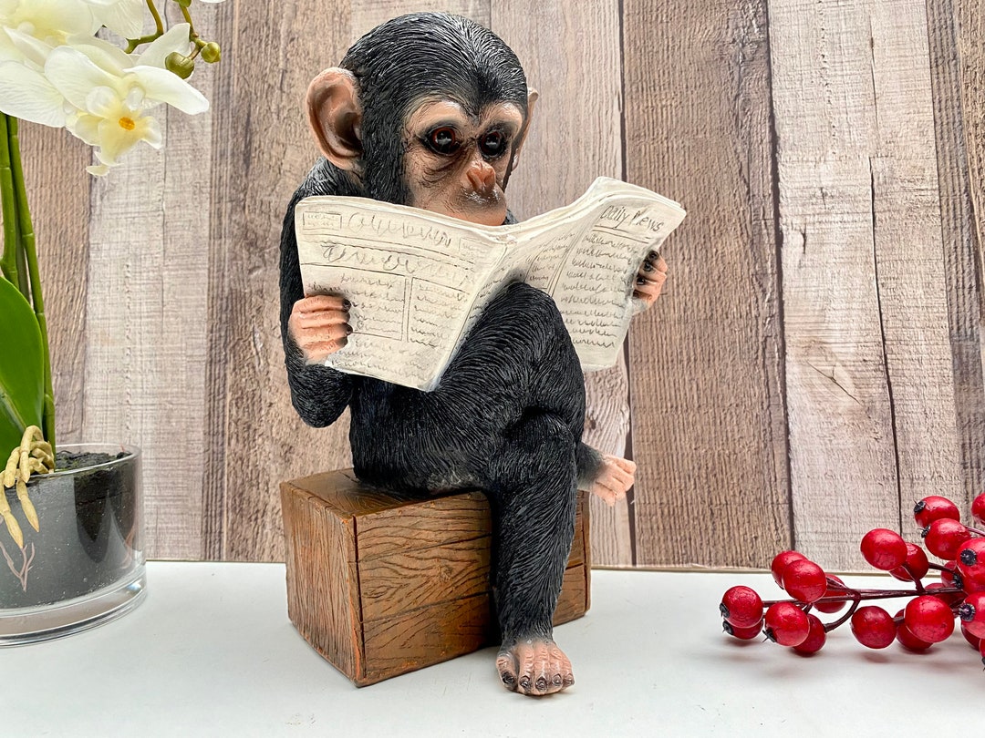 Chimp/ Chimpanzee Figure Statue / Monkey Ornament Sculpture / Animal ...