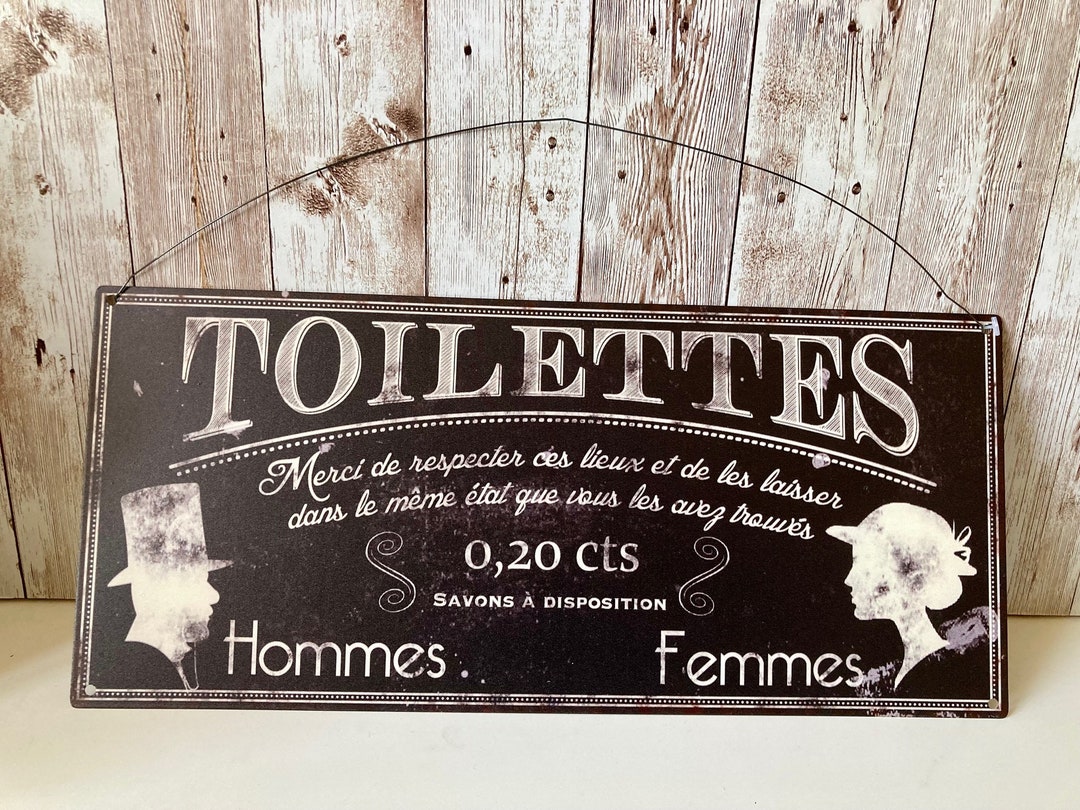 Wall Bathroom Sign / Toilet Plaque/ French Bathroom Sign Plaque ...