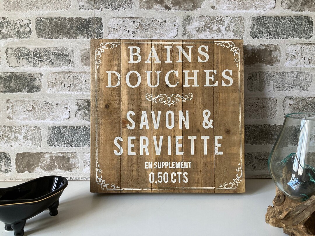French Bathroom Sign / Wooden Bathroom Sign Plaque / Bathroom Sign ...