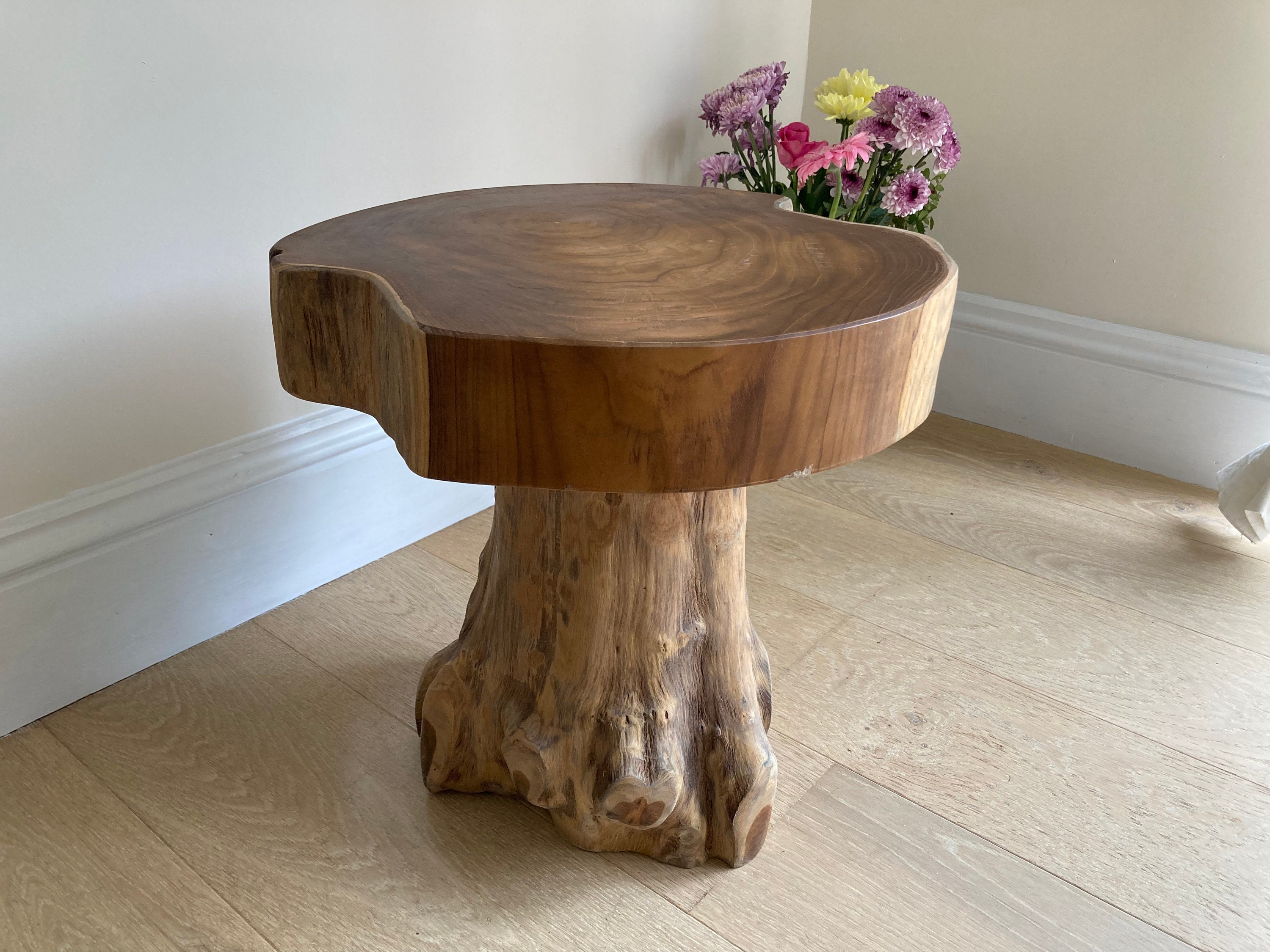 Small Teak Stool Table / Wood Side Table /teak Side Table / Lamp Table ...