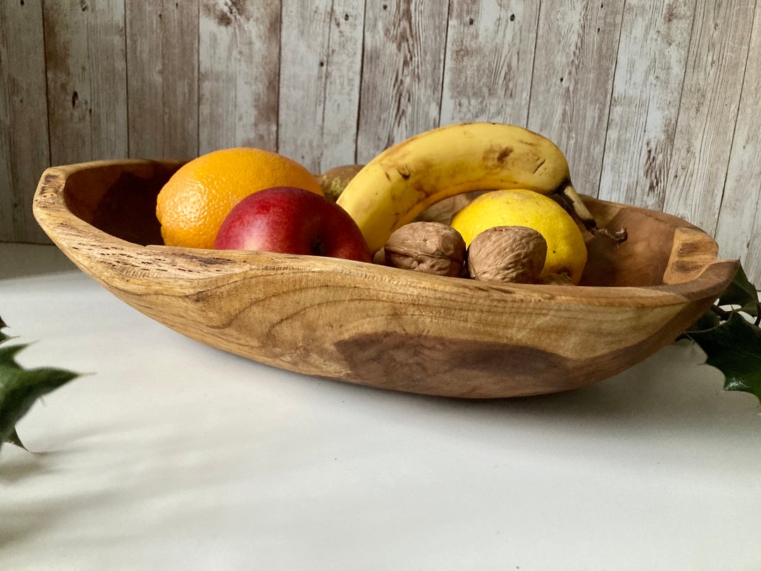 35cm Long Teak Root Bowl / Rustic Wood Fruit Bowl / Handcarved Bowl ...