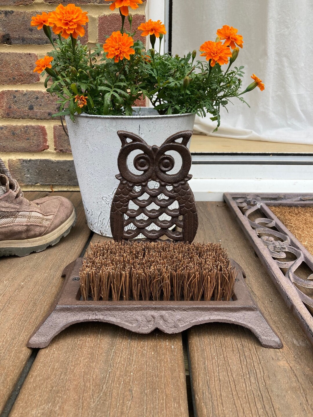 Cast Iron Boot Brush Shoe Cleaner Scraper Owl Gifts Housewarming Gift ...