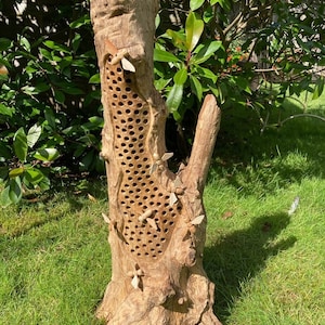 Beehive Ornament / Wooden Sculpture / Garden Ornament Decor / Wooden Beehive Decor / Bees / Bee ...